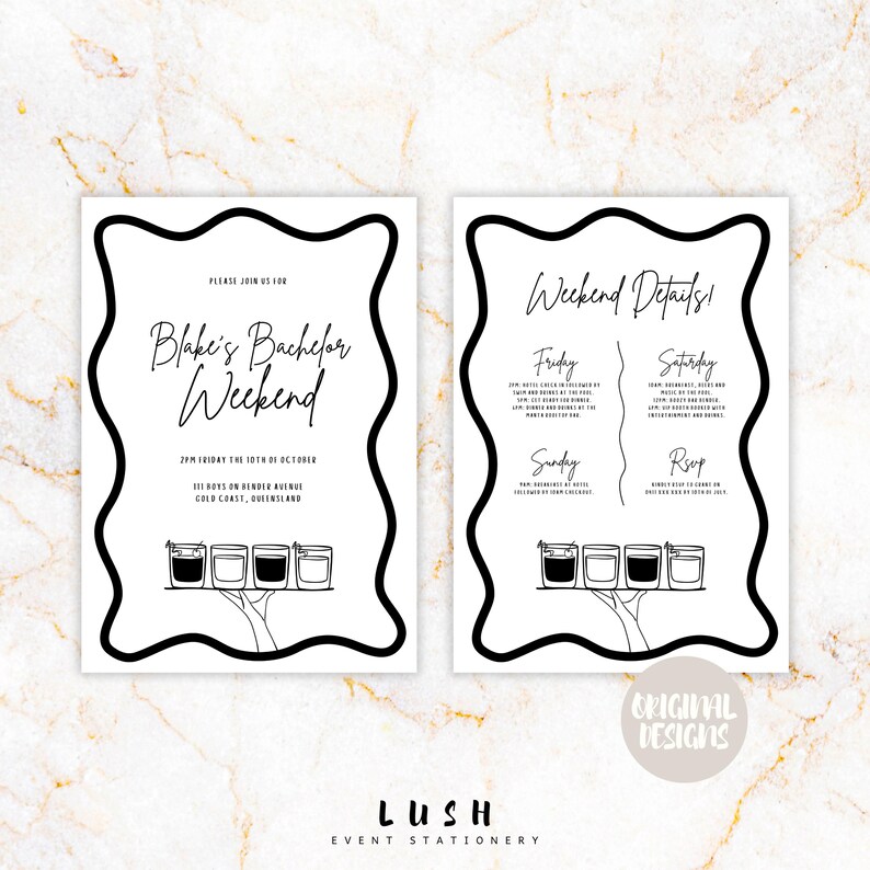 Hand Drawn Bachelor Party Invitation, Illustrated Bucks Invitation ...