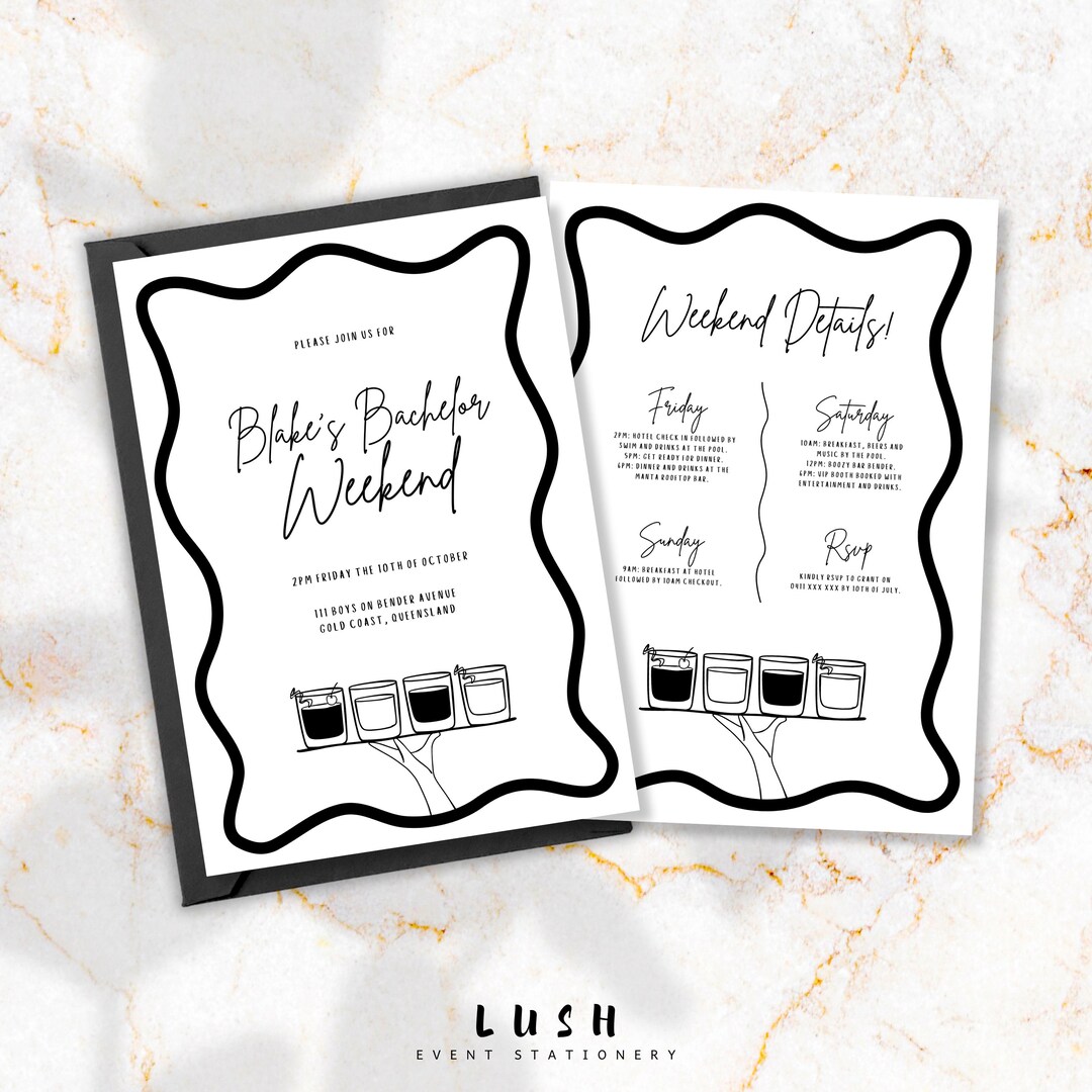 Hand Drawn Bachelor Party Invitation, Illustrated Bucks Invitation ...