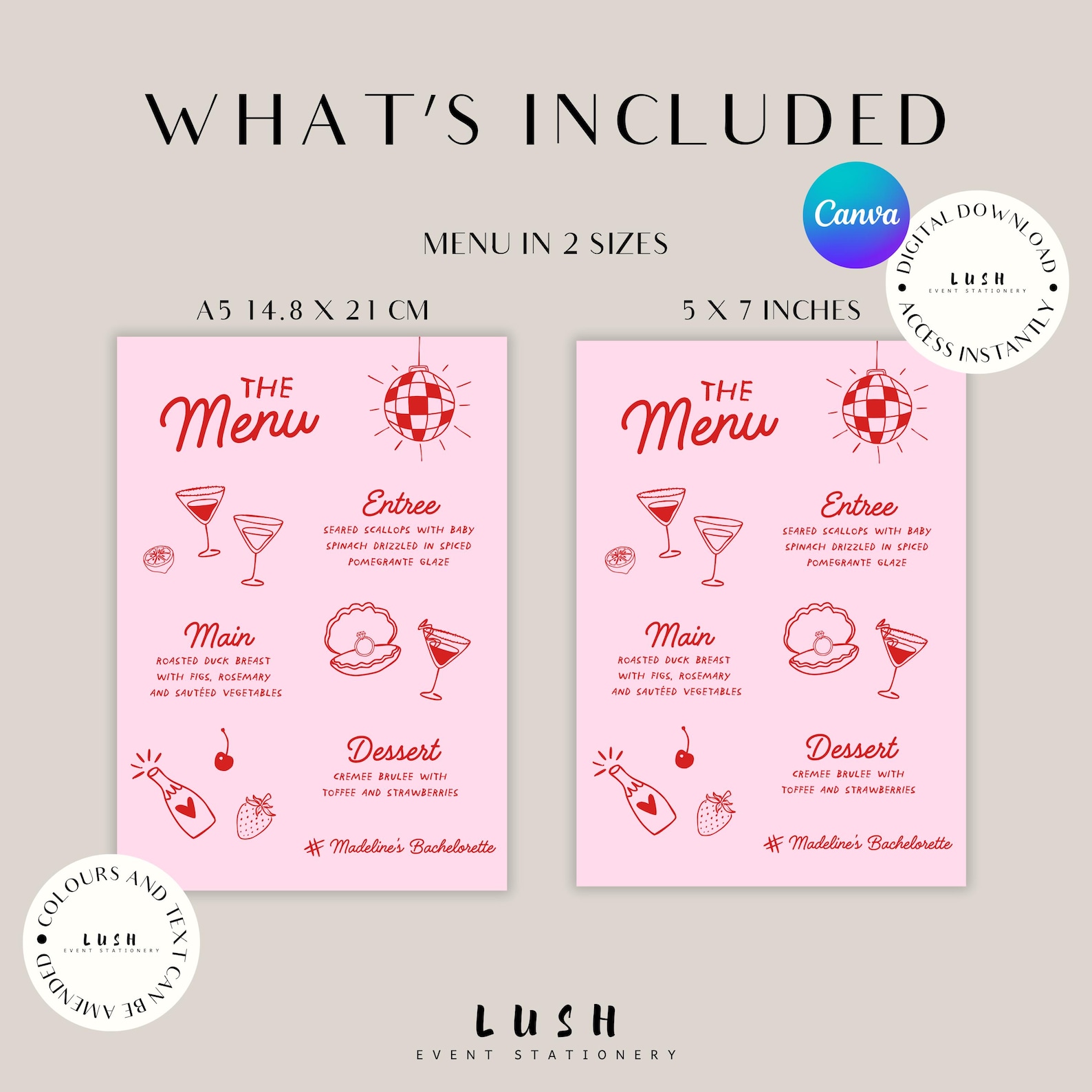 Hand Drawn Bachelorette Menu Template, Bridal Shower Menu, Hens Party ...