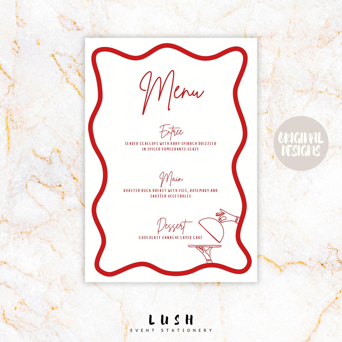 Hand Drawn Bachelorette Party Menu Illustrated Bridal Shower Menu Red ...