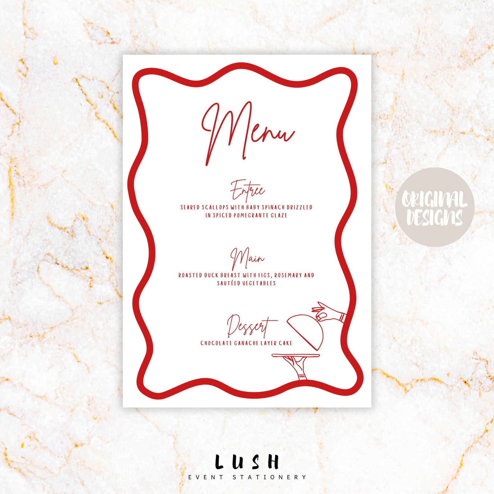 Hand Drawn Bachelorette Party Menu Illustrated Bridal Shower Menu Red ...