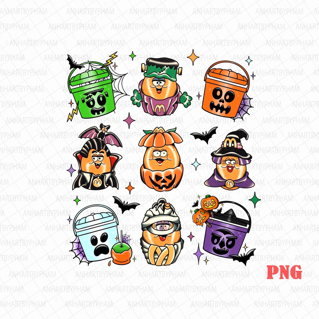 Halloween Boo Buckets PNG, Halloween Coquette Download, Retro Halloween ...