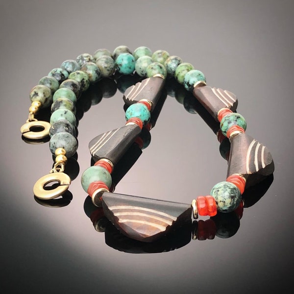 Carnelian African Bone Necklace - Etsy