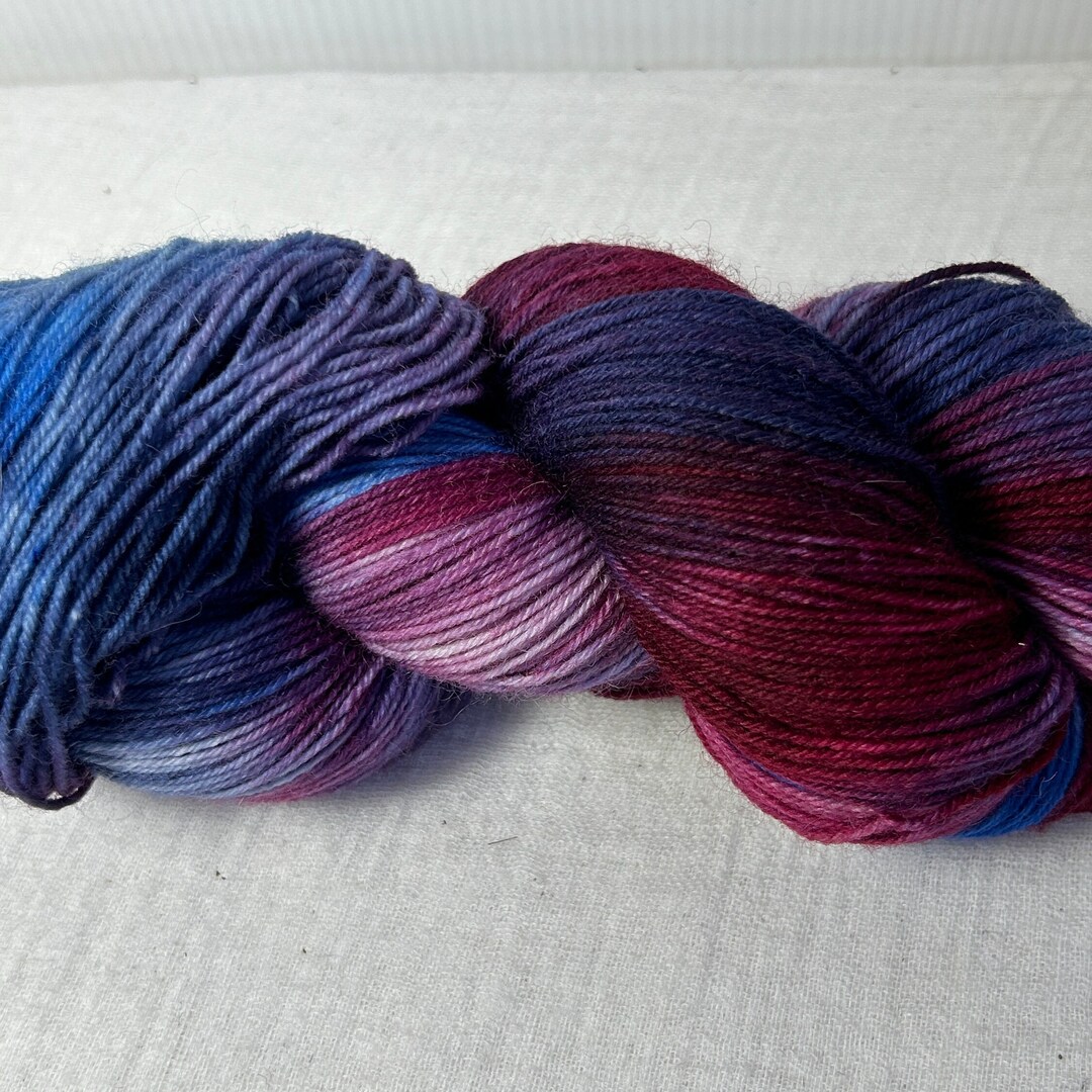 Blue, Navy and Purple Hand Dyed 4ply Sock Wool/nylon Yarn 400 Mtrs ...