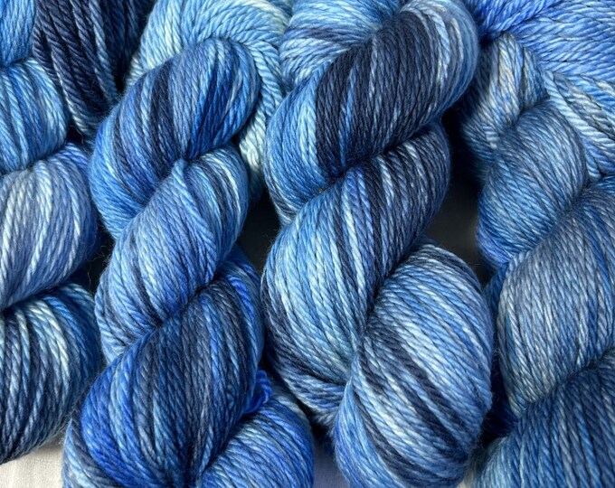 Blue Mix Hand Dyed 10ply Aran Weight Merino Wool 166 Metres Superwash ...