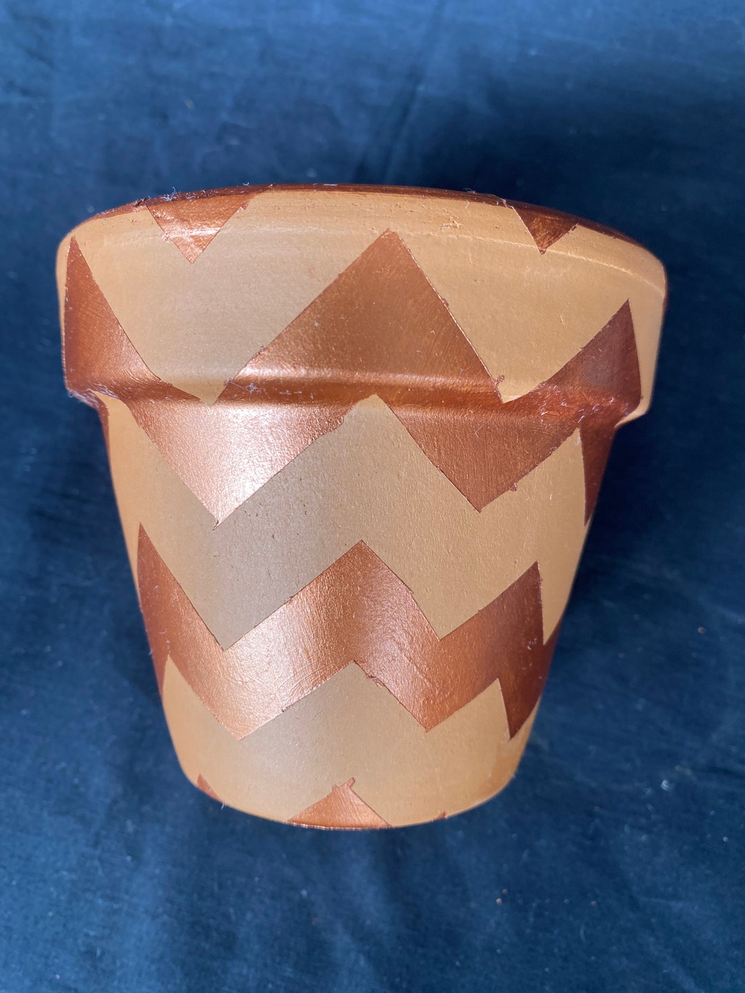 Handpainted Metallic Copper Chevron Terra Cotta Plant Pot - Etsy