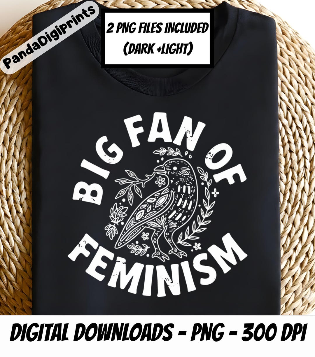 Big Fan of Feminism PNG, Vintage Boho Floral Bird Feminist Design ...