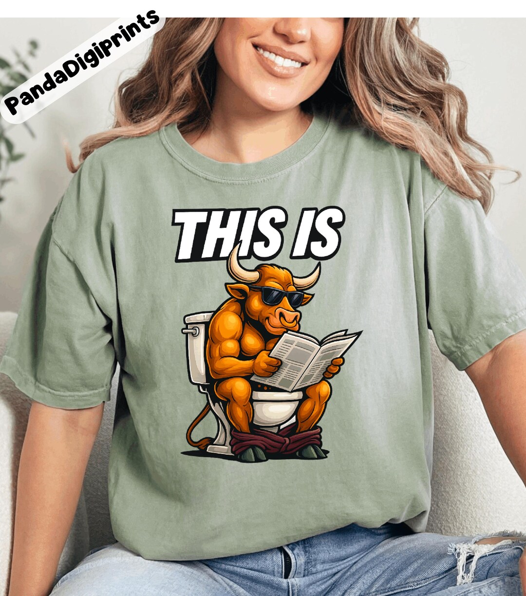 Funny Bull on Toilet PNG SVG: Quirky Humor Design (digital Download - Etsy