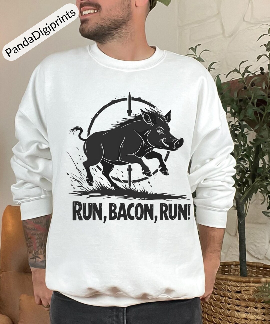 Run Bacon Run, Funny Wild Boar , Hunting Rifle Design, Hog Hunter Svg ...