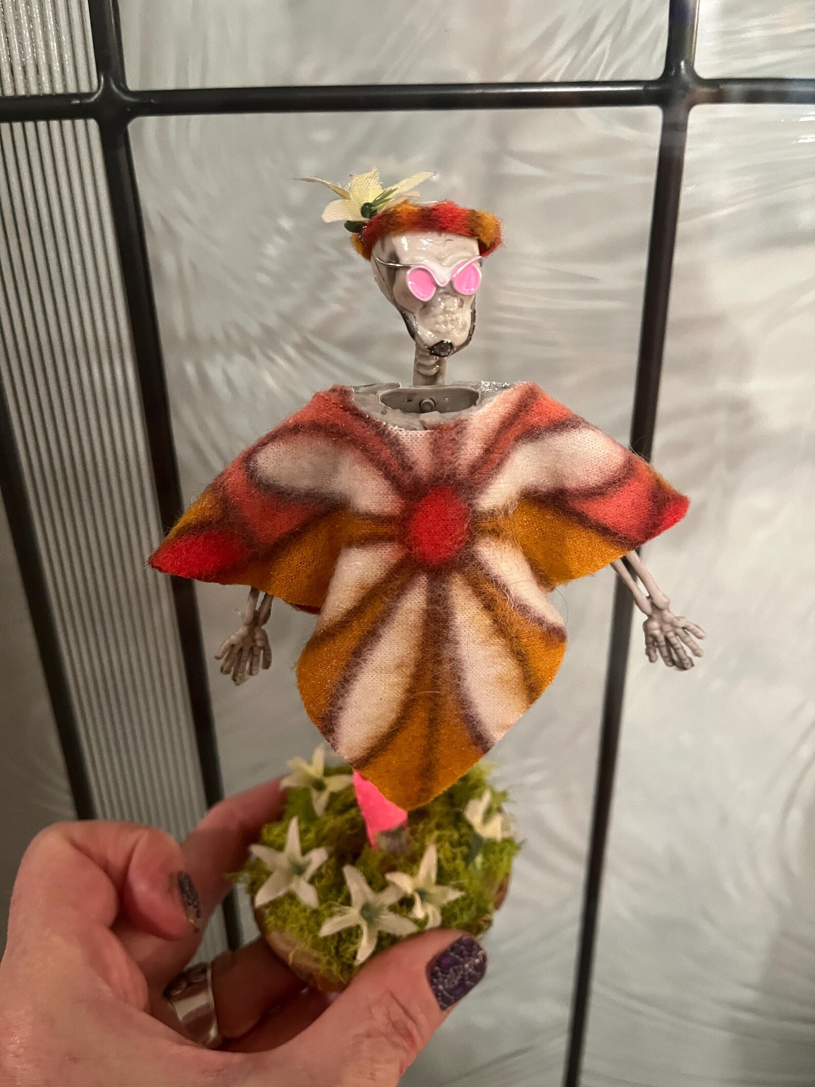 Flower Child 6 Inch Skeleton Art Figure in Red Pink Mustard Yellow ...