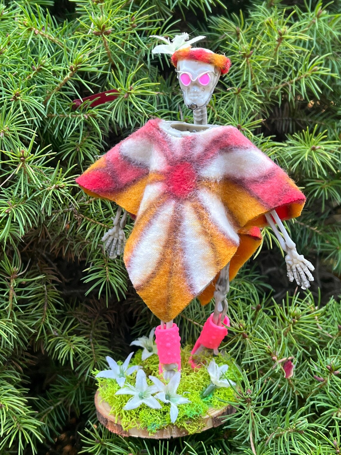 Flower Child 6 Inch Skeleton Art Figure in Red Pink Mustard Yellow ...