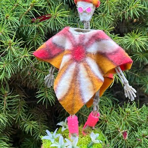 Flower Child 6 Inch Skeleton Art Figure in Red Pink Mustard Yellow ...