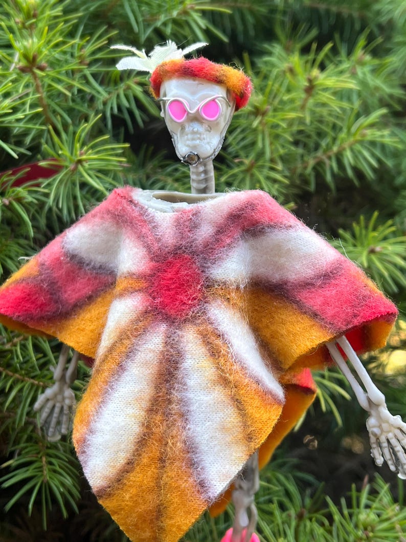 Flower Child 6 Inch Skeleton Art Figure in Red Pink Mustard Yellow ...