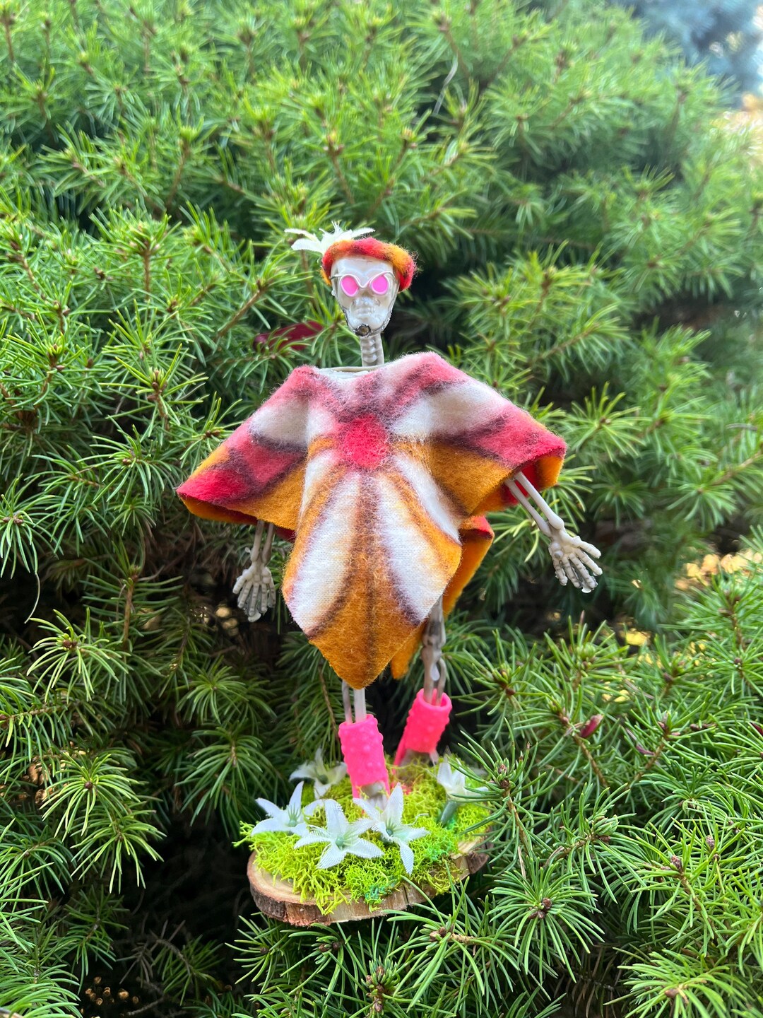 Flower Child 6 Inch Skeleton Art Figure in Red Pink Mustard Yellow ...