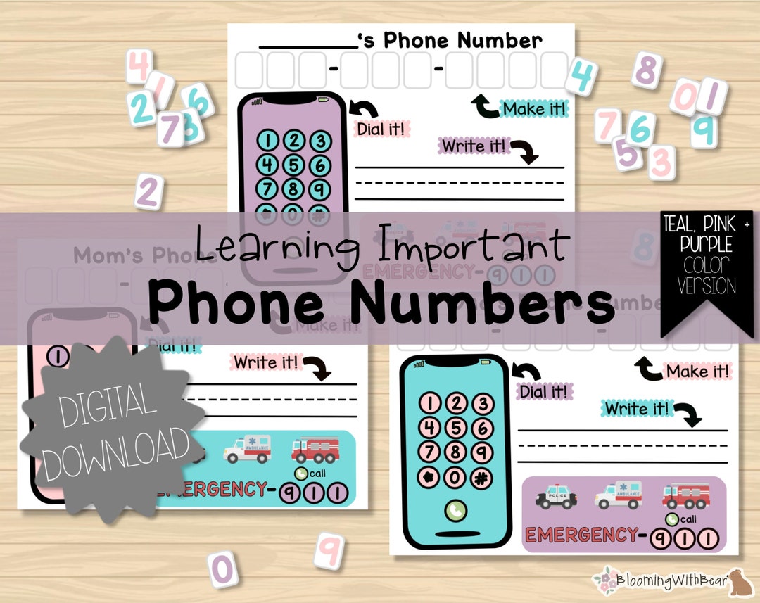 Learning Important Phone Numbers | Life Skills | Phone Numbers Practice ...