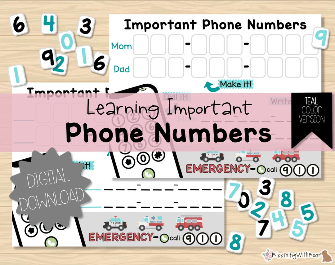 Learning Important Phone Numbers Life Skills Phone Numbers Practice ...