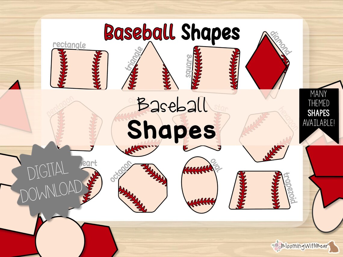 Baseball Shapes Matching Activity: Preschool Printable (digital ...