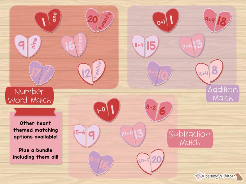 Number Match Hearts | Counting to 20 | Valentines Heart Matching ...