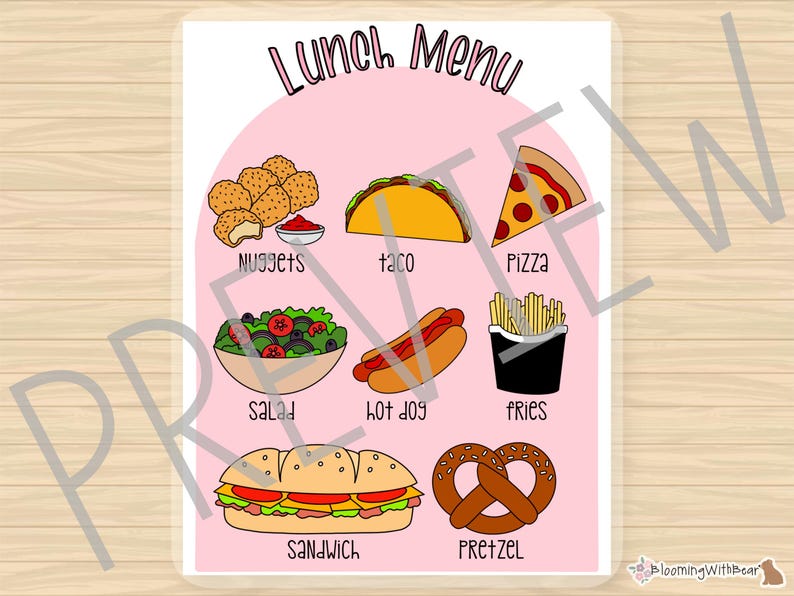 Play Menu Pretend Play Dramatic Play Kitchen Restaurant Breakfast Lunch ...
