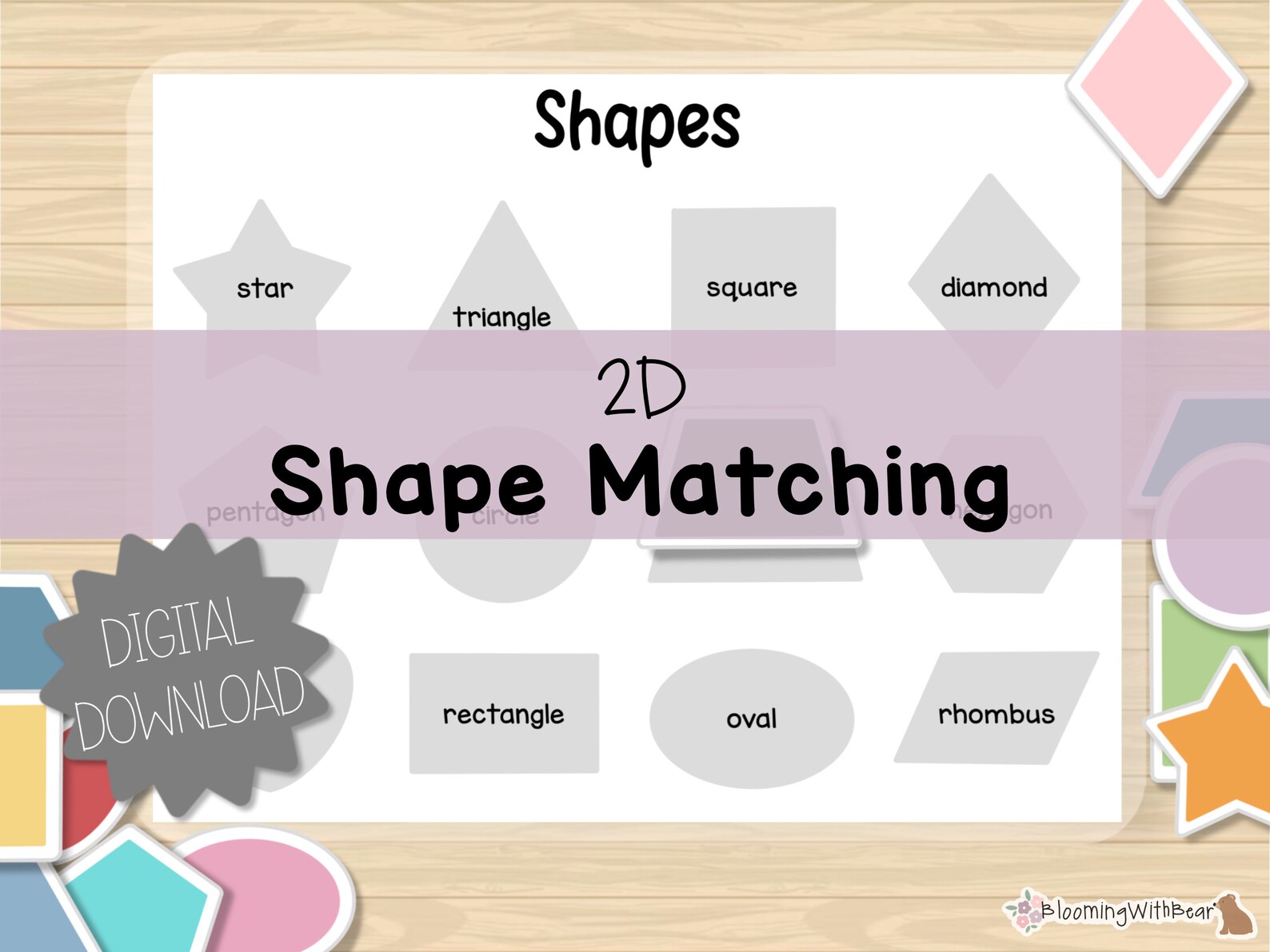 2D Shape Matching Activity: Preschool Printable (digital Download) - Etsy