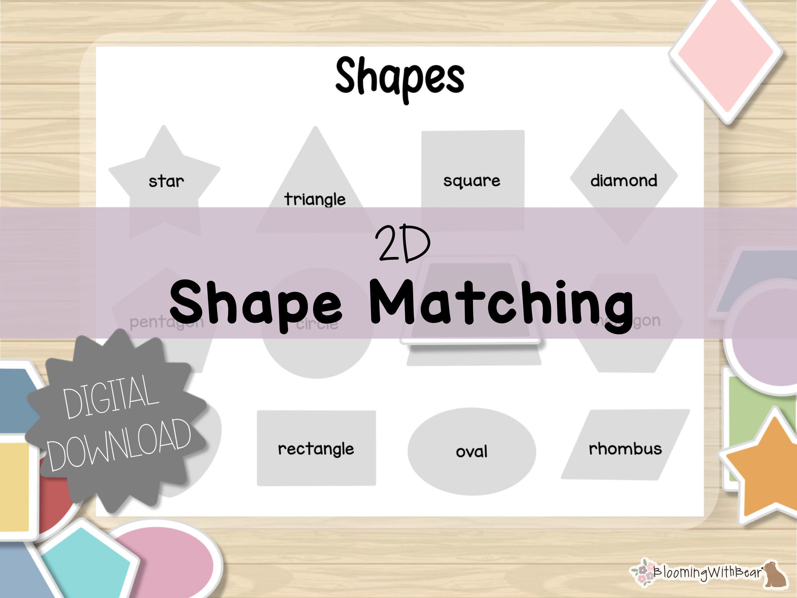 2D Shape Matching Activity: Preschool Printable (digital Download) - Etsy