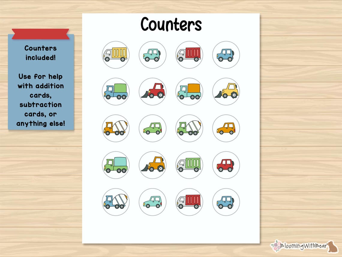 Cars and Trucks Number Match: Counting to 20 (digital Download) - Etsy