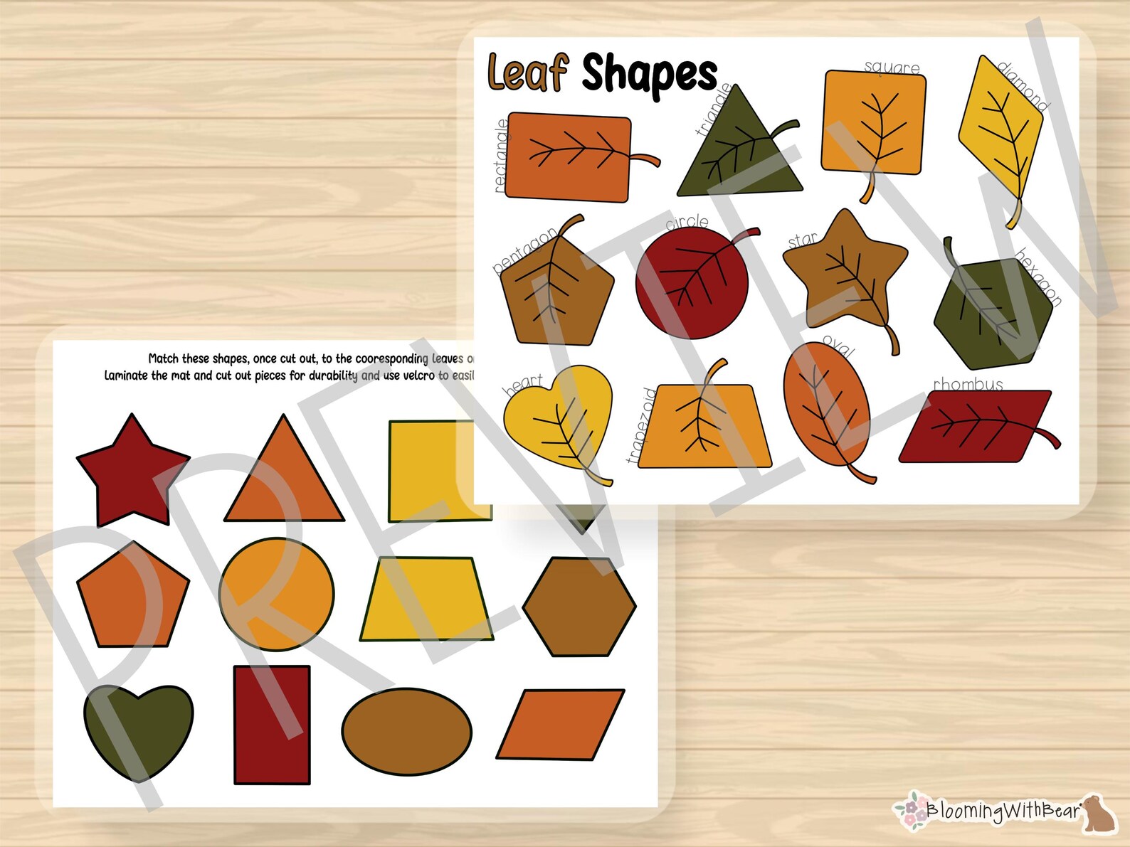 Leaf Shapes | Fall Activity | Autumn | Learning Shapes | Matching ...