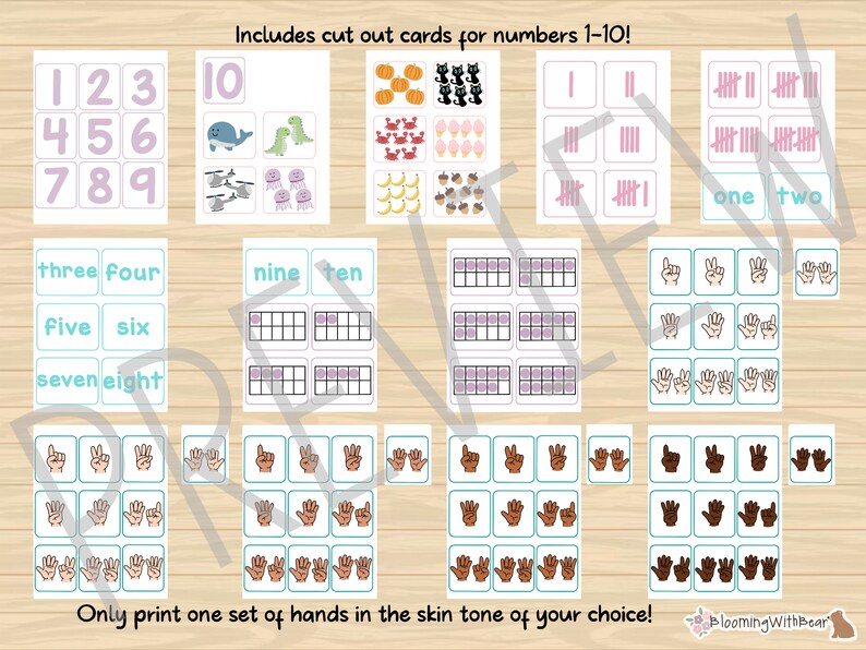 Number Match Learning Mat: Homeschool Counting Activity (digital ...