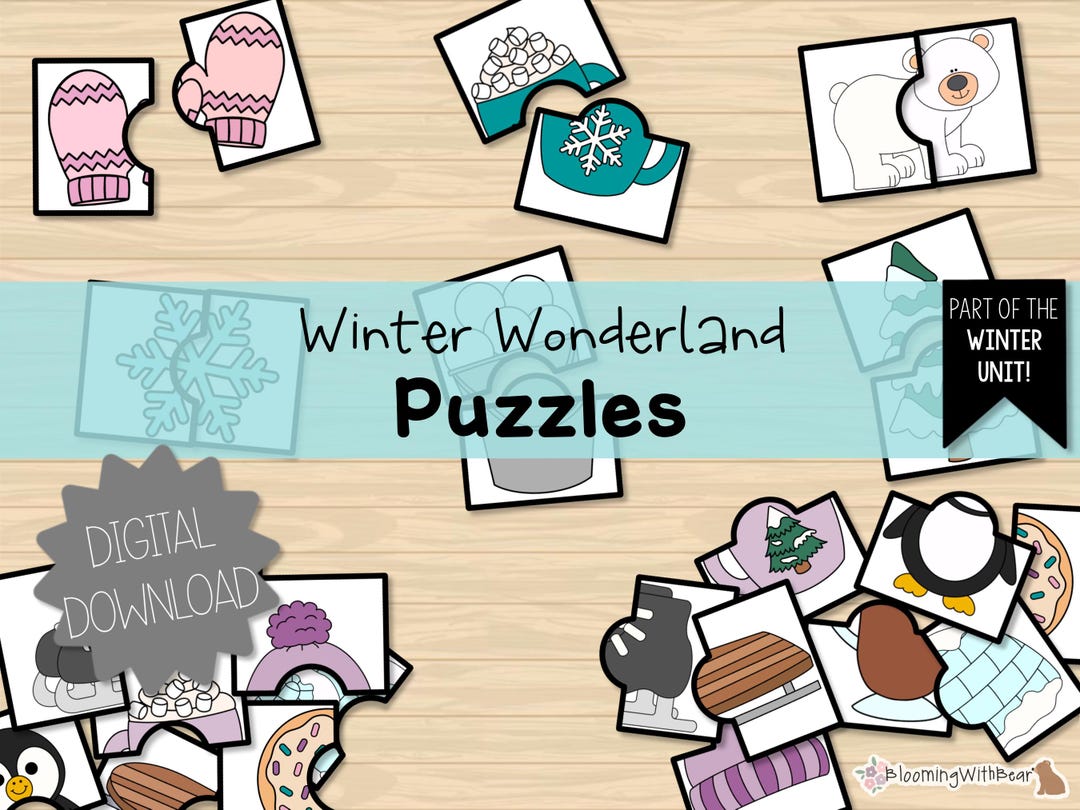 Winter Wonderland Puzzles | Picture Identification | Halves Matching ...