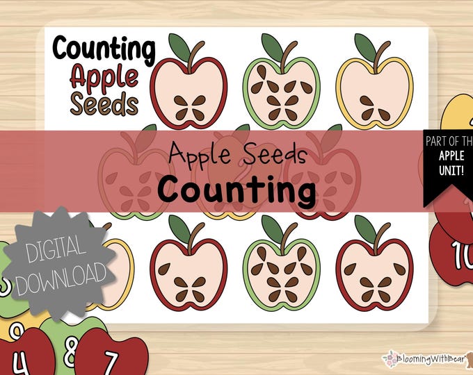 Apple Learning Pack: Montessori Matching & Counting Flashcards (PDF ...