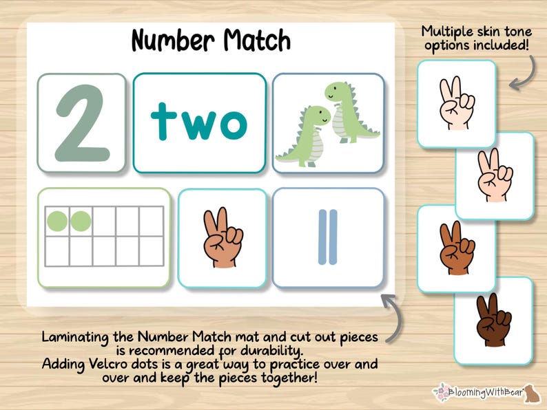 Number Match Learning Mat | Number Printable | Counting Activity ...