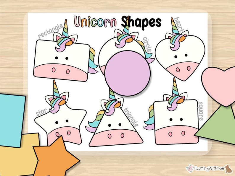 Unicorn Shapes | 2D Shapes | Learning Shapes | Matching Shapes Activity ...