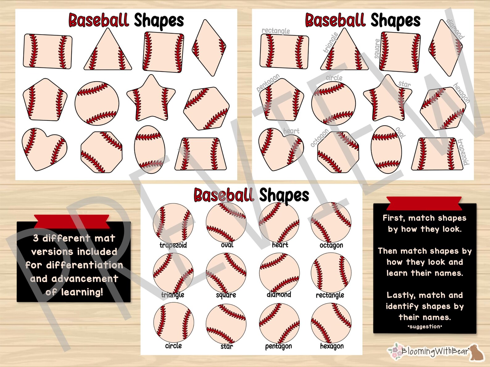 Baseball Shapes | 2D Shapes | Learning Shapes | Sports | Matching ...