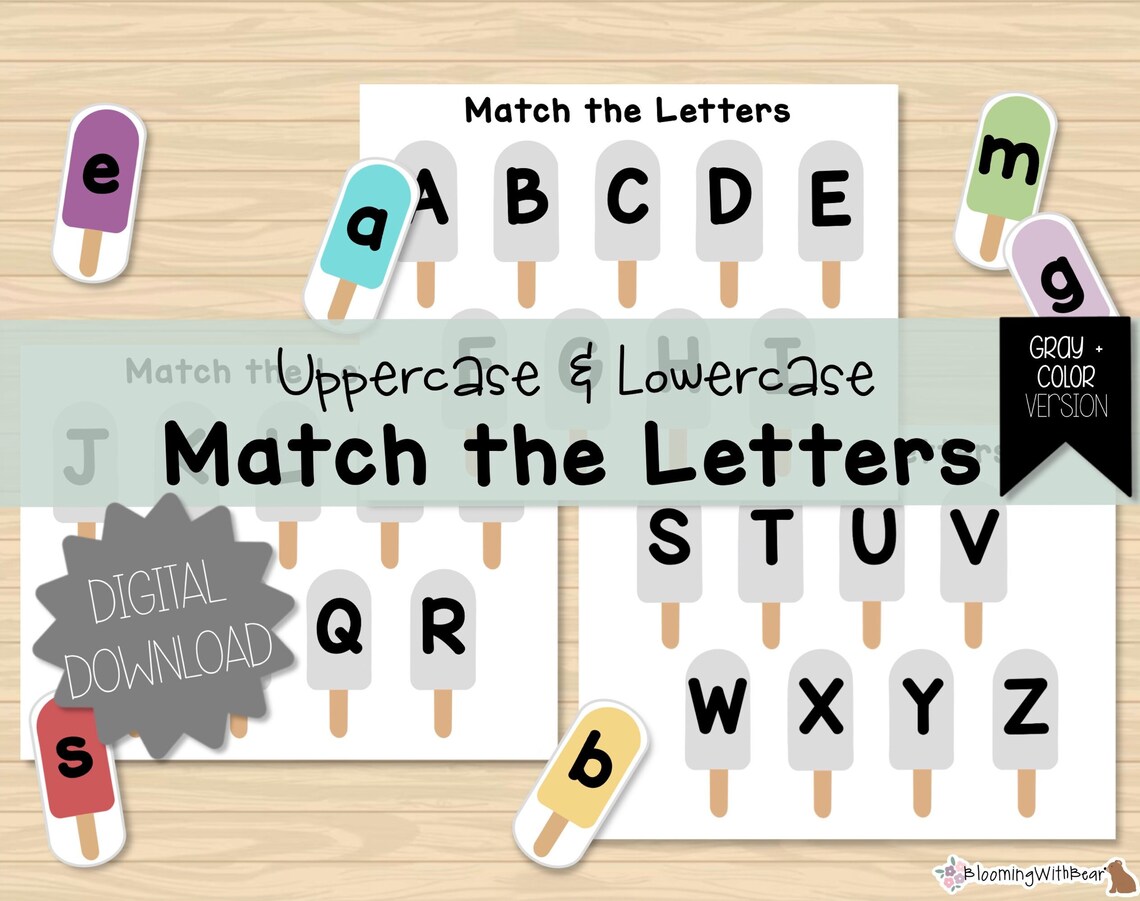 Uppercase + Lowercase Popsicle Match the Letters | Alphabet Matching ...