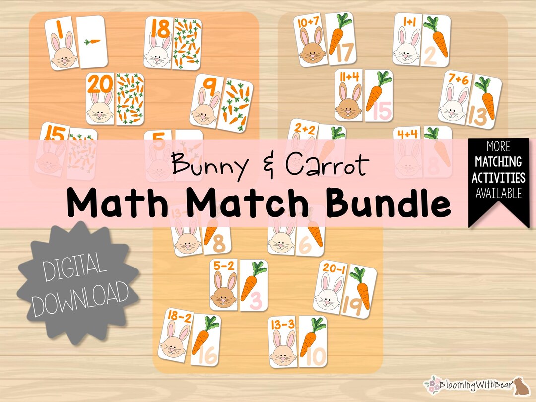 Number Match Bunny Bundle | Counting to 20 | Easter Spring Matching ...