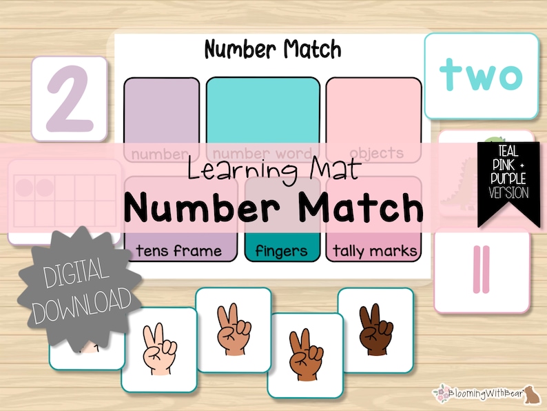 Number Match Learning Mat: Homeschool Counting Activity (digital ...