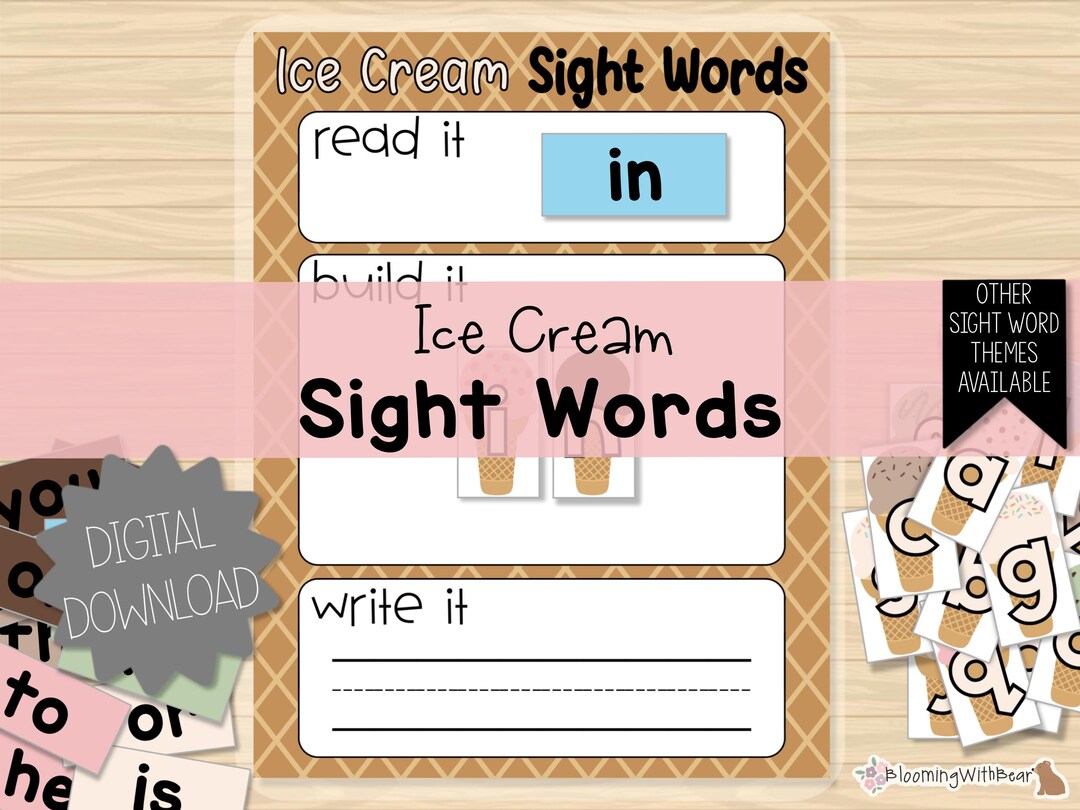 Sight Words Ice Cream | Read Build Write | Learn to Read | Word Letter ...