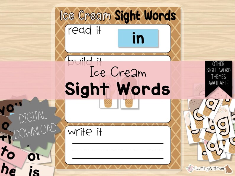 Ice Cream Sight Words: Read, Build, Write Activity (digital Download ...
