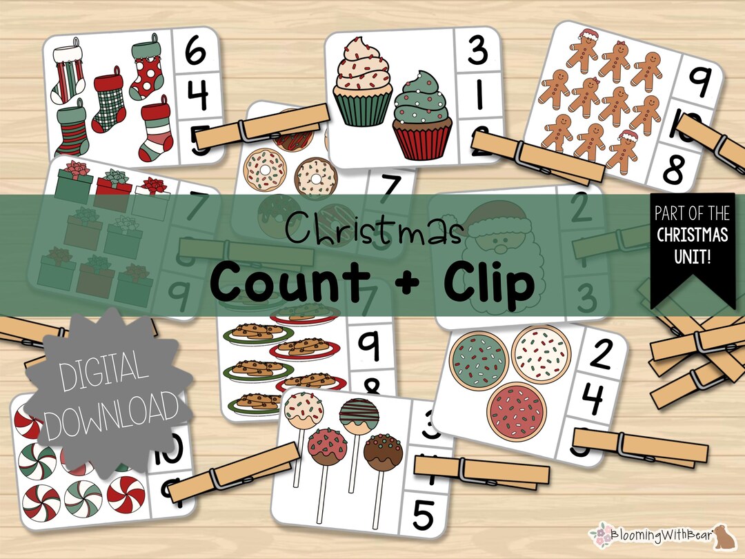 Christmas Count and Clip Holiday Activity Winter Counting to 10 ...
