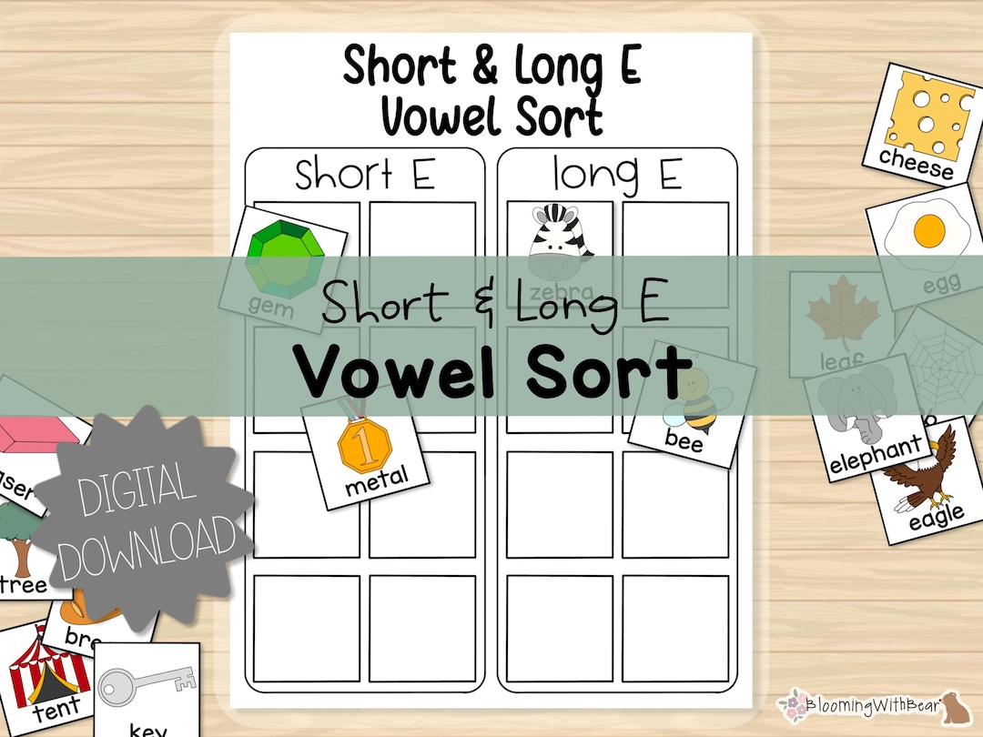 Long Short E Vowel Sort | Phonics | Spelling | Letter Sounds | Vowels ...