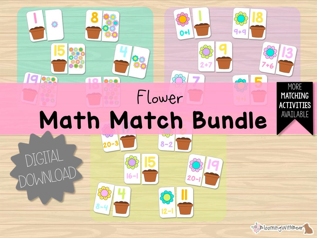 Number Match Flower Bundle | Counting to 20 | Spring Matching | Number ...