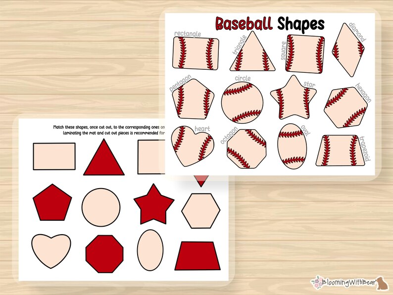 Baseball Shapes Matching Activity: Preschool Printable (digital ...