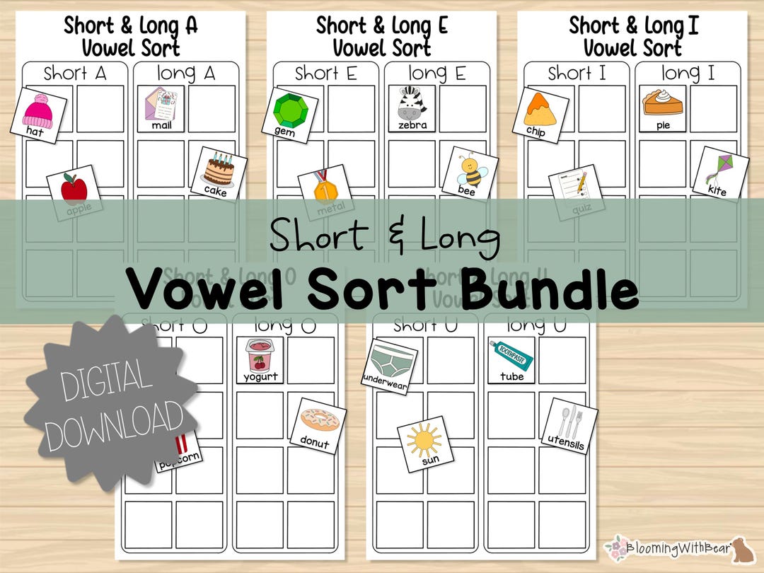Long Short Vowel Sort Bundle | Phonics | Spelling | Letter Sounds ...