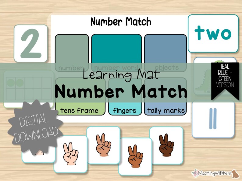 Number Match Learning Mat | Number Printable | Counting Activity ...