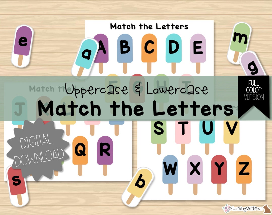 Uppercase + Lowercase Popsicle Match the Letters | Alphabet Matching ...