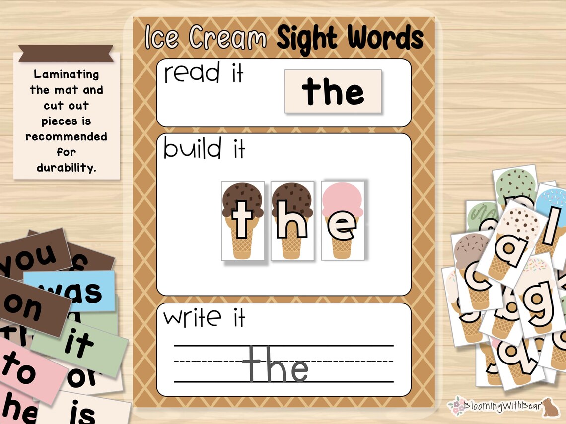 Ice Cream Sight Words: Read, Build, Write Activity (digital Download ...