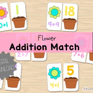 Flower Addition Match: Counting to 20 Activity (printable) - Etsy