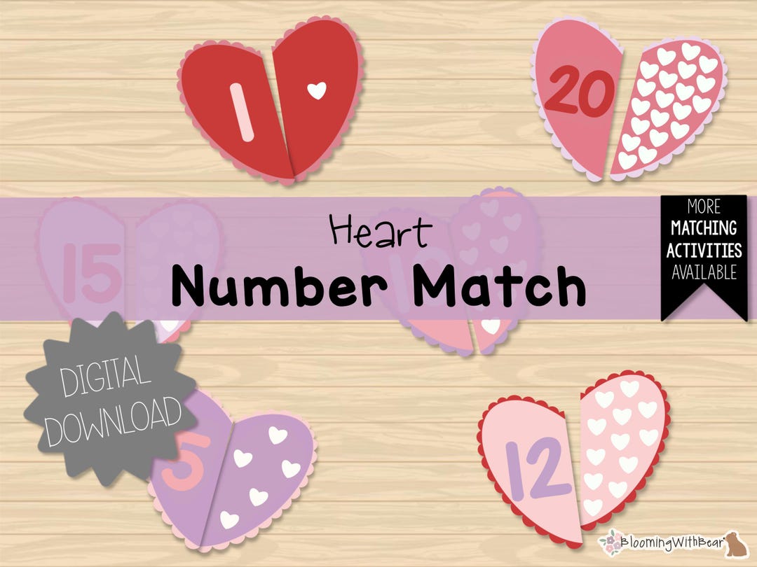 Number Match Hearts | Counting to 20 | Valentines Heart Matching ...