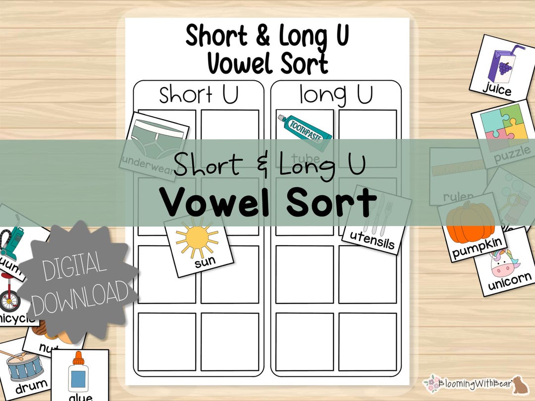 Long Short U Vowel Sort | Phonics | Spelling | Letter Sounds | Vowels ...