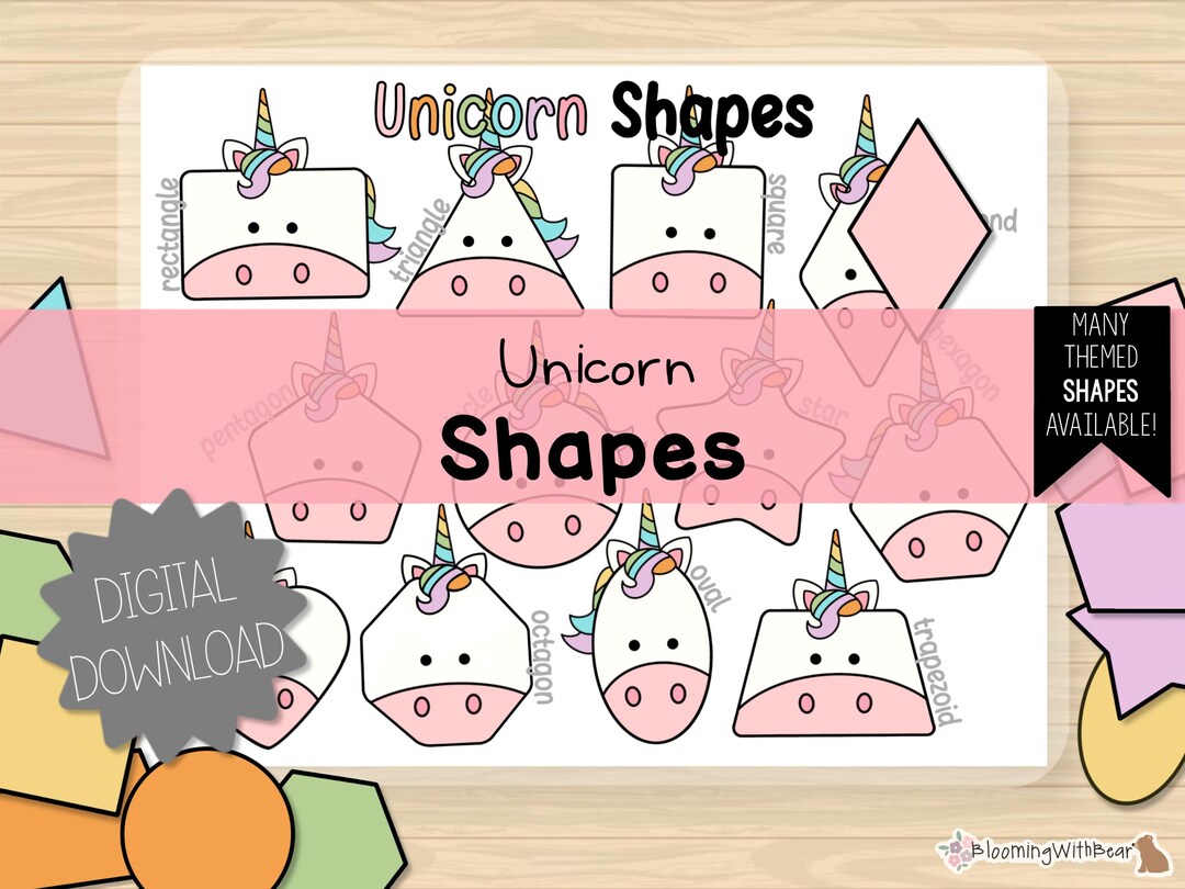 Unicorn Shapes | 2D Shapes | Learning Shapes | Matching Shapes Activity ...